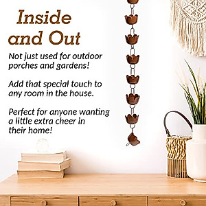 Happy Gardens Copper Flower Rain Chain - Lily Cup Simulated Copper Rain Chains for Downspouts