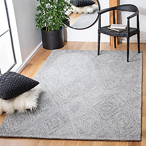 SAFAVIEH Metro Collection Area Rug - 8' x 10', Grey, Handmade Wool, Ideal for High Traffic Areas in Living Room, Bedroom (MET105F)