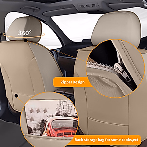 RAWAKORW Car Seat Covers Fit for Toyota Tacoma 2016-2023 Front Set Leather Seat Covers Set with Lumbar Support Premium Automotive Cushion Protector(2 Seat, Beige)