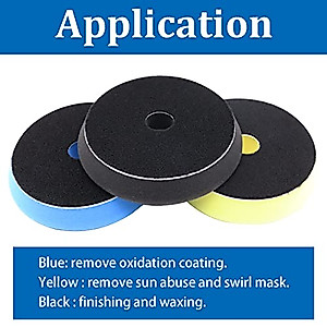 Seamaka Polishing Pads, Blue 5'' Orbital Buffer Pads Medium Buffing Sponge Pads Polishing Foam Pad for Light Cut & Polishing Pad, Final Cutting, Polishing Or Glazing Clear Coat Surfaces O-012-B