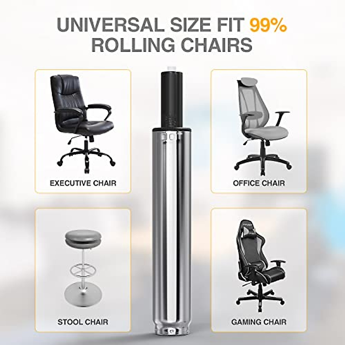 Office Chair Cylinder Replacement, Heavy-Duty Office Chair Replacement Parts Gas Lift Cylinder, Highest End Class 4 Hydraulic Pneumatic Shock Piston, Universal Size Fits Most Chairs