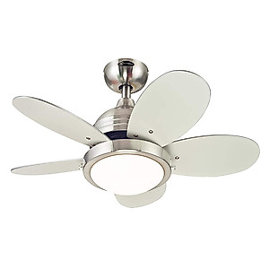 Westinghouse 7223600 Roundabout Indoor Ceiling Fan with Light, 30 Inch, Brushed Nickel