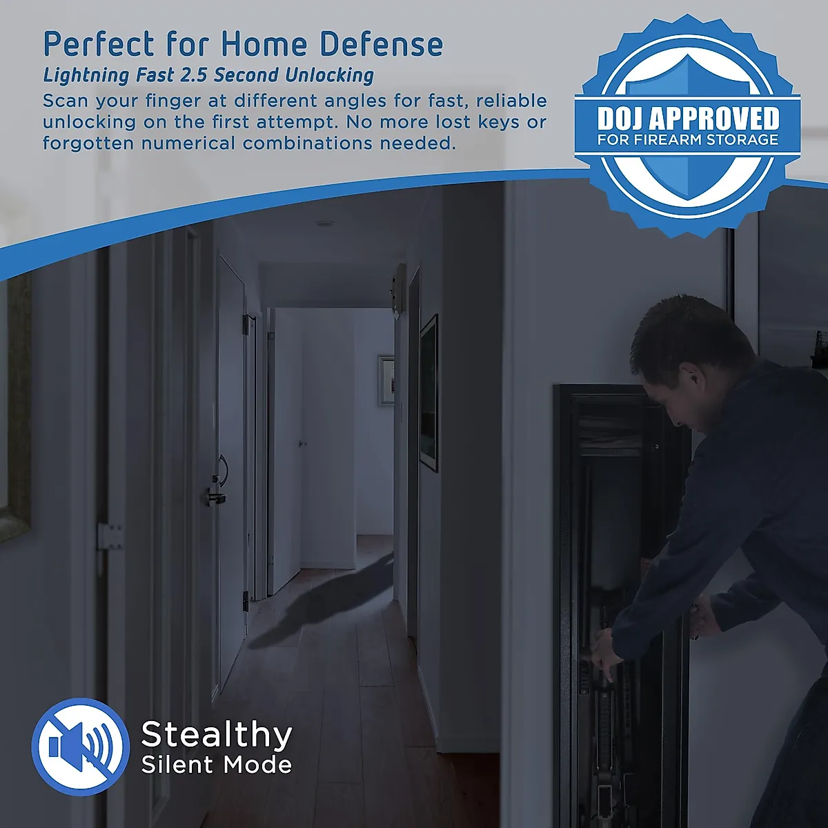 BARSKA Biometric Rifles, Firearms and Long Guns Safe with Removable Shelf and Accessory Storage Shelf Bundle