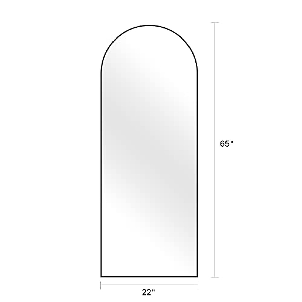 TinyTimes Wall Mounted Arched Full Length Mirror, 22x65, Black Metal Frame, HD Reflection, No Stand