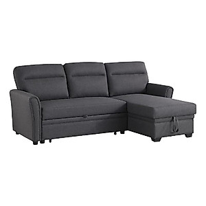 Devion Furniture Fabric Sectional Sofa Easy Assembly Pull Out Sleeper Bed in Gray
