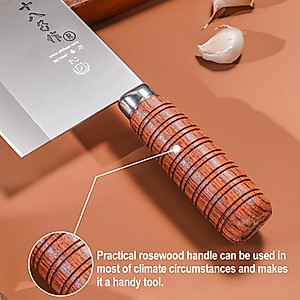 SHI BA ZI ZUO 8 Inch Forged Professional Chef Cleaver Vegetable Knife High Carbon Steel with Sturdy Rosewood Handle for Daily Basis