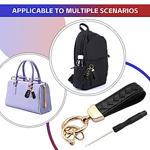 NTNEV Genuine Leather Car Keychain, Universal Car Key FOB Keychain, handmade knitted car key chain, 360 Degree Rotating with Anti-Lost D-Ring, 2 Key Rings and 1 Screwdriver, Unisex-Black