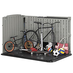 Suncast Glidetop Horizontal Outdoor Storage Shed with Pad-Lockable Sliding Lid and Doors, All-Weather Shed for Yard Storage, 57.5" W x 79.75" D x 52" H