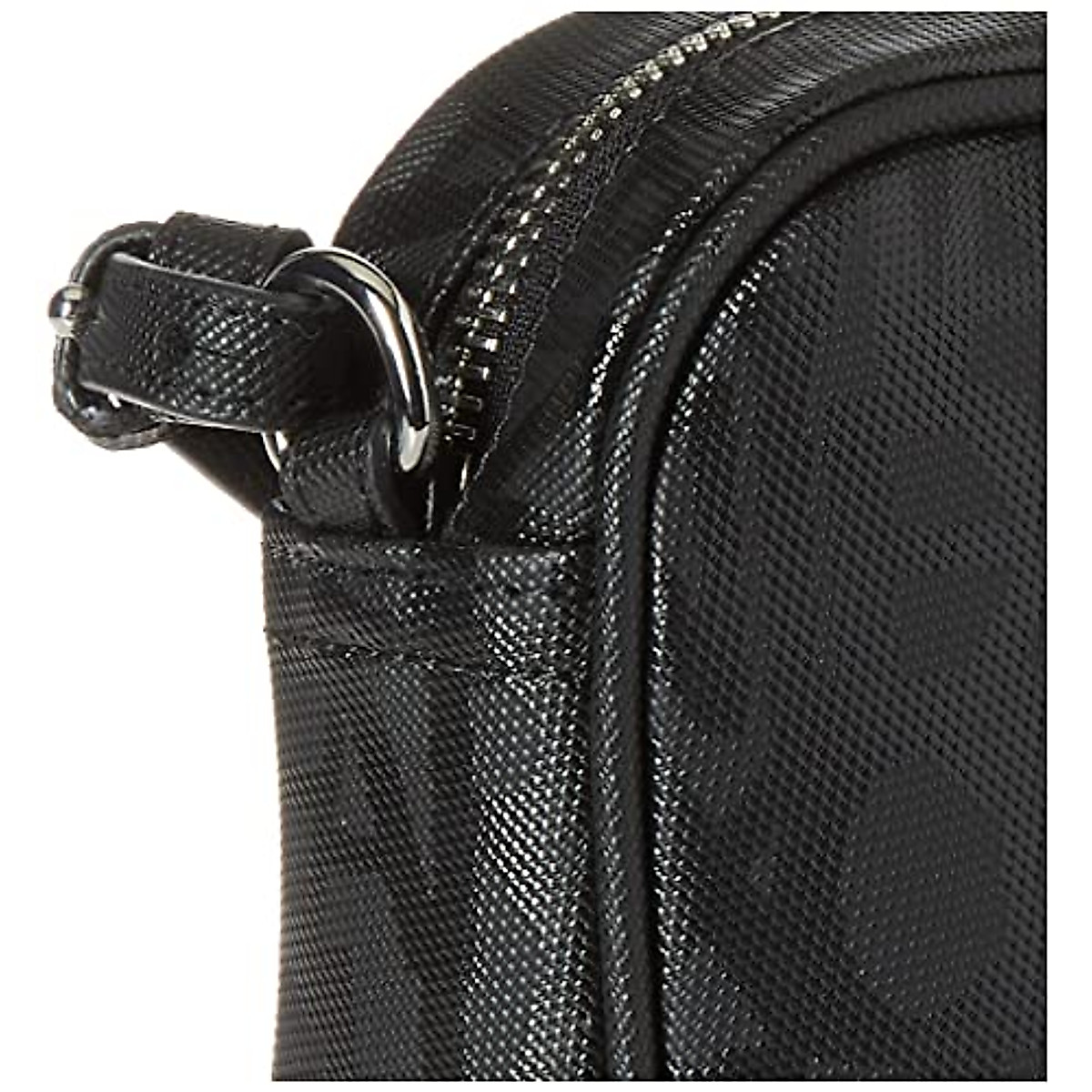 A|X Armani Exchange Women's Allover Logo Fabric Camera Case Bag, Black/Magnesium, OS