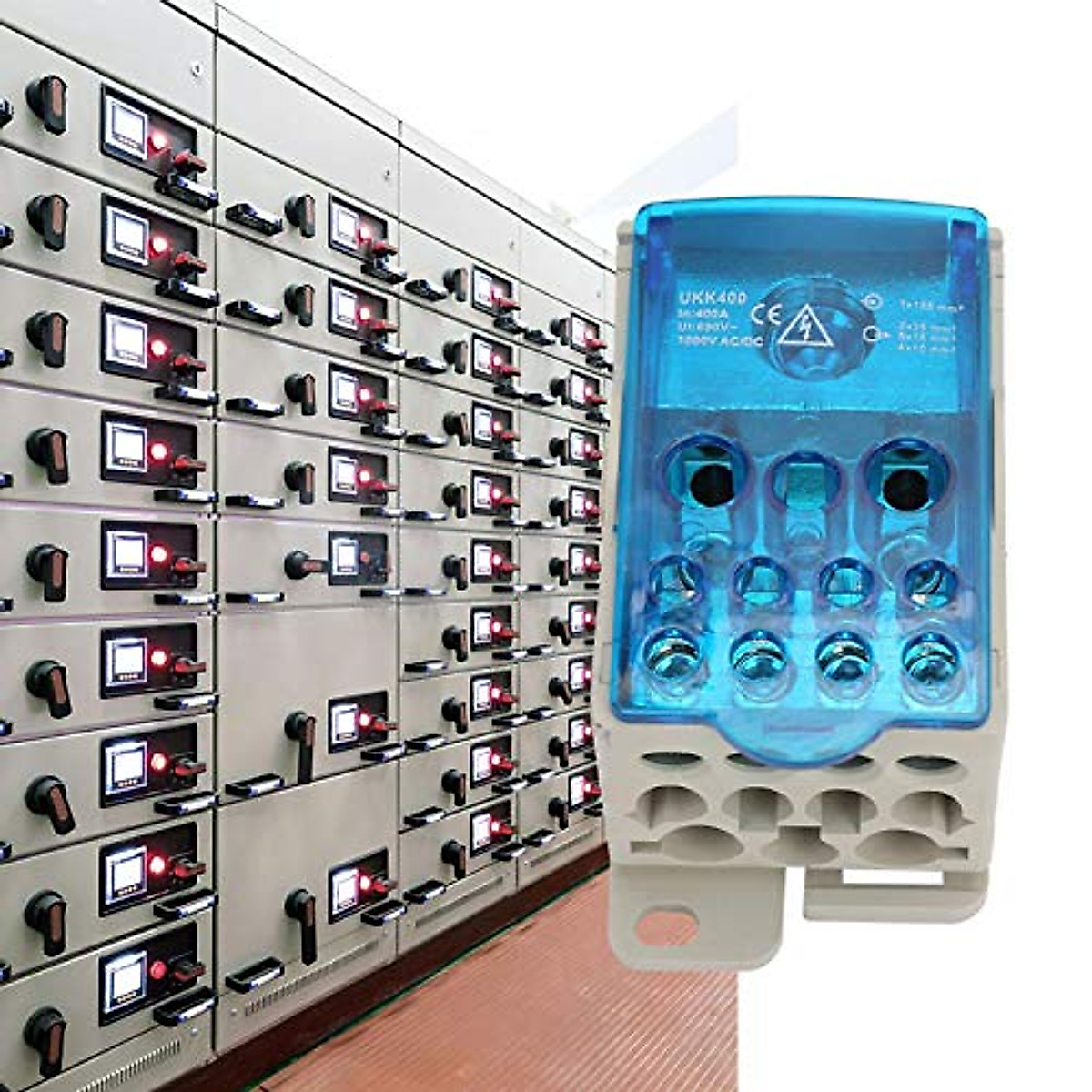 LANTRO JS 400A Din Rail Distribution Box, Din Rail Terminal Block Distribution Box Electric Wire Connector Universal Power Junction Box for Power Distribution Cabinets