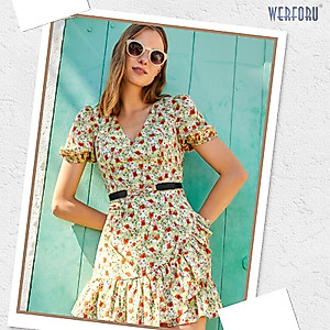 WERFORU Women Skinny Belt for Dresses Retro Stretch Ladies Waist Belt Plus Size Set of 4 (Fits Waist 22"-29, o-beige+black+white+brown)