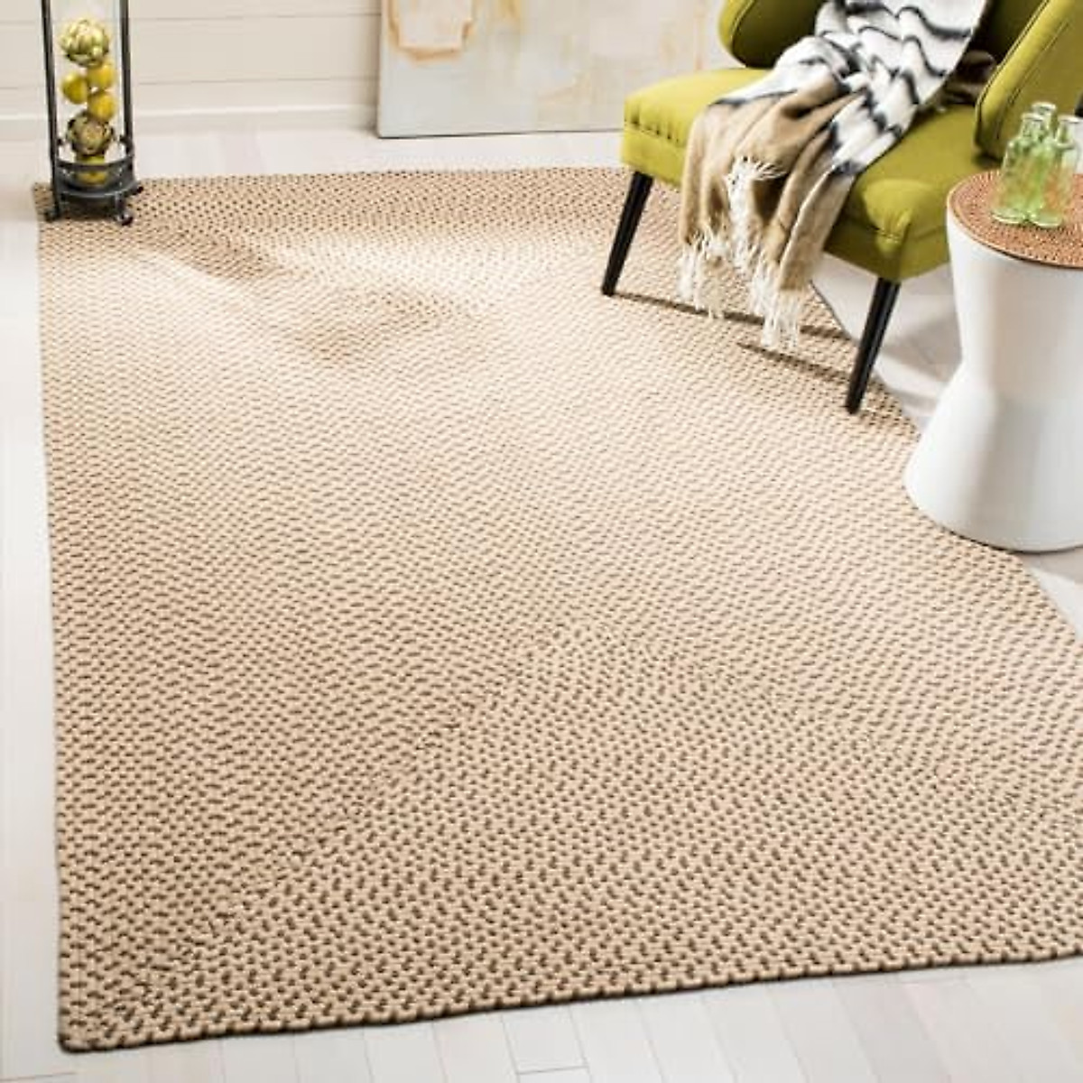 SAFAVIEH Braided Collection 4' x 6' Beige/Brown BRD173A Handmade Country Cottage Reversible Cotton Area Rug