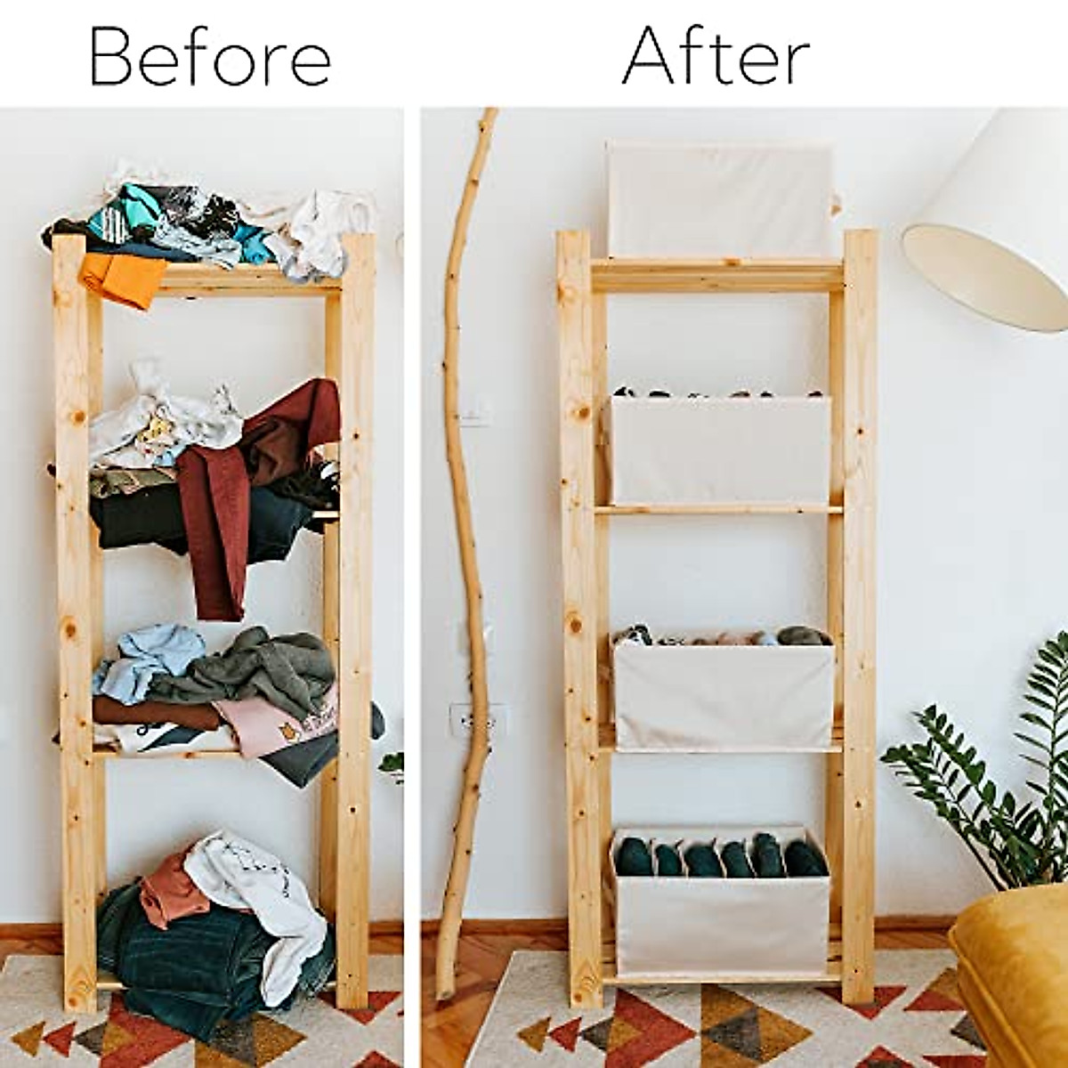 NEATR Clothes Organizer for Folded Clothes, 2 Pieces, Upgraded Wardrobe Clothing, Foldable Pants Closet, Clothing & Storage Jeans, t-shirt, Beige