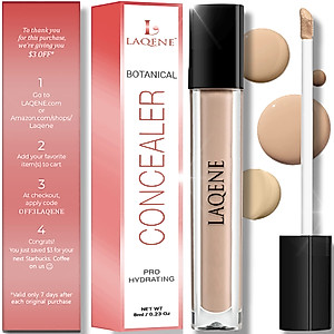 LAQENE Luxury Line: Concealer For Flawless Silky Smooth Full Coverage - Hydrating, Ultra Light, Long Wearing Lasting, For Dark Circles Blemishes - Natural Ivory - Blendable to Skin Tone