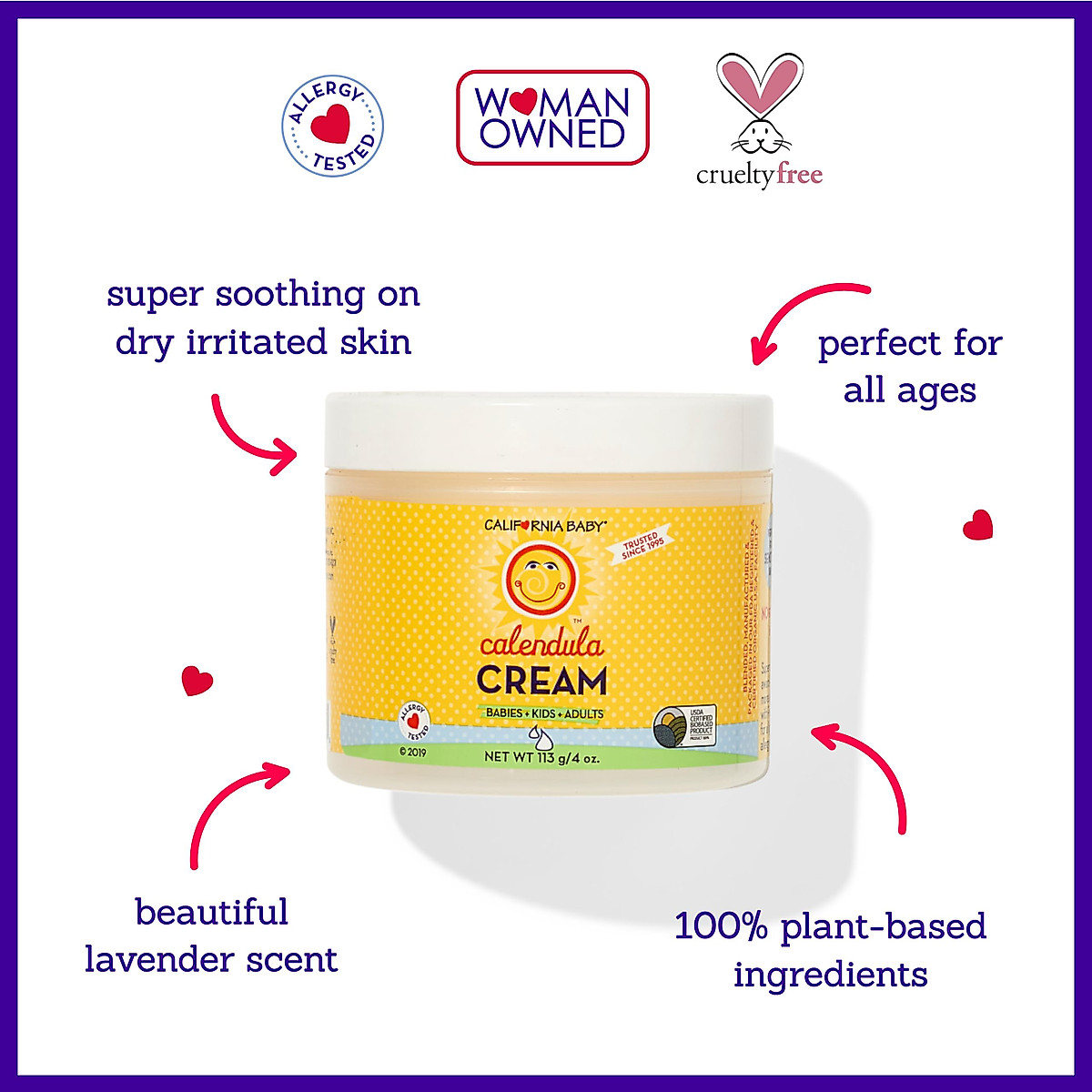 California Baby Calendula Cream | Soothing Baby Cream | Allergy Friendly | Plant-based | Soothes and Moisturizes Irritated, Dry Skin on Face and Body | 4 oz