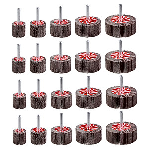 Mixiflor 20 Pcs 5 Sizes 60/80/120/240 Grits Abrasive Flap Wheel Sander, 1/4 Inch Shank Flap Wheels for Drill, Die Grinder Flap Wheel,Flap Wheel Sander for Drill