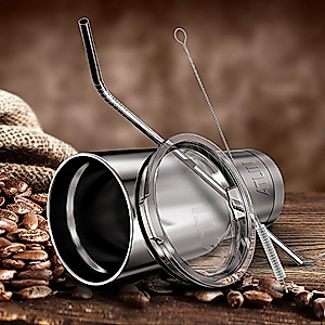 Atlin Tumbler [30 oz. Double Wall Stainless Steel Vacuum Insulation] Travel Mug [Crystal Clear Lid] Water Coffee Cup [Straw Included]For Home,Office,School - Works Great for Ice Drink, Hot Beverage