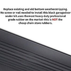 DGSL Garage Door Seals Bottom Rubber Weather Stripping Kit Seal Strip Replacement,Universal Weatherproof Threshold Buffering Sealing Rubber 5/16 Inch T Ends, 3 3/4 Inch Width (16 Ft, Black)