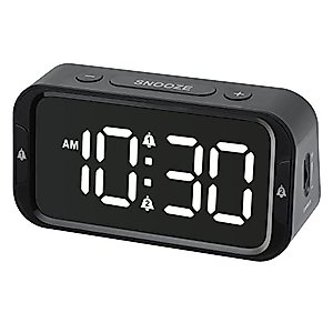 Searon Alarm Clock for Bedroom - Digital Desk Clock for Kids Dimmable LED Display, Dual Loud Alarms, Programmable Snooze, 12/24H, DC 5V/1A USB Port Charger - 5.6 x 2 x 2.8 Inches