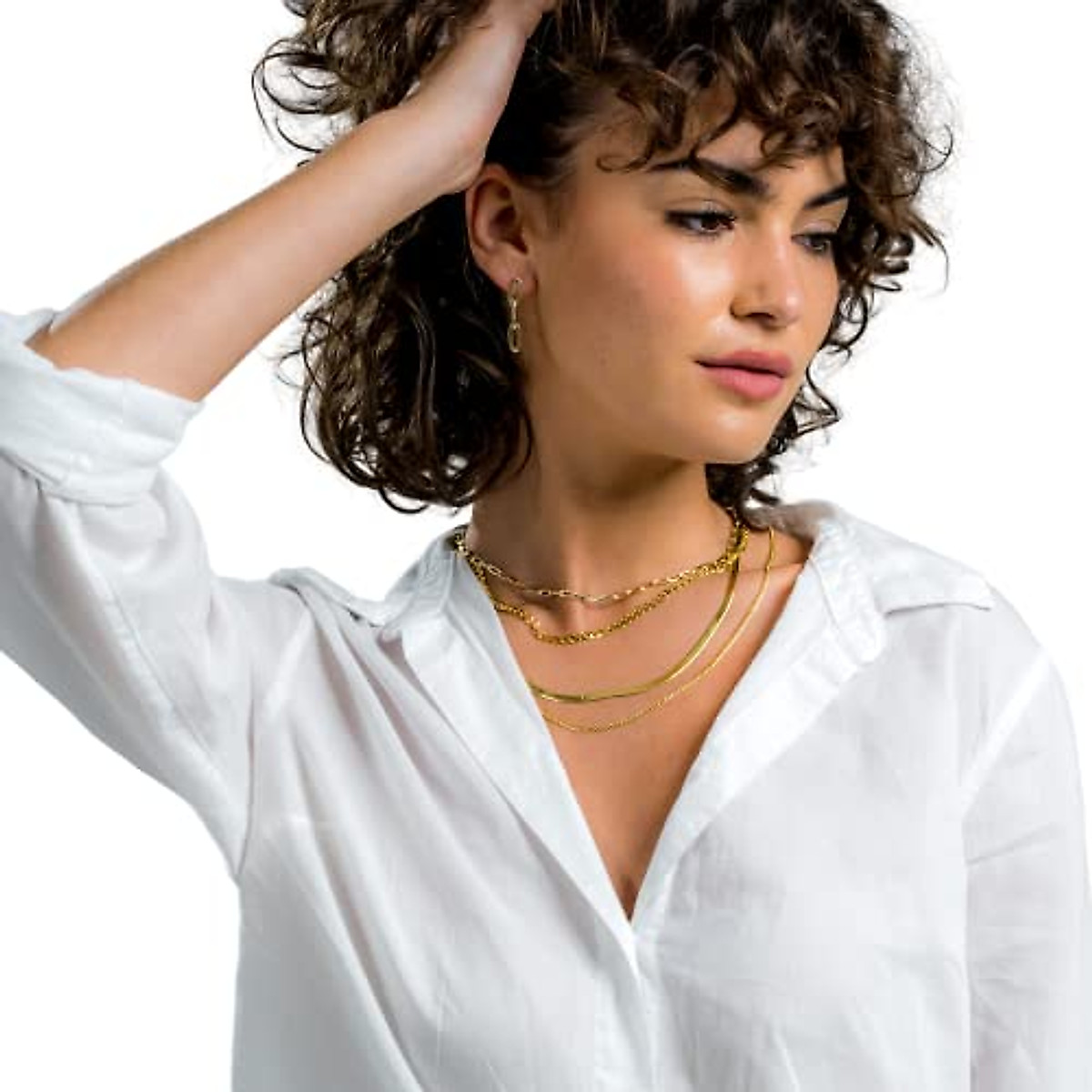 Paperclip Chain Link Earrings for Women 14K Gold Plated Sterling Silver | Hypoallergenic Gold and Silver Dangling Earrings