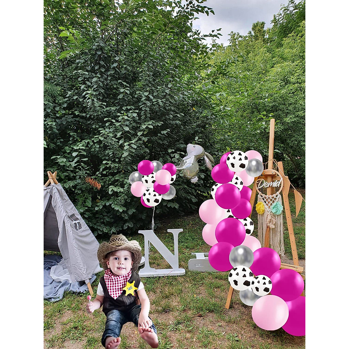 Rose Red Cow Party Decoration Balloon for Western Cowgirl Party,12inch White Cows Balloons Rose Red,Pink,Metallic Silver,Cowgirl Latex Balloons for Bachelorette Bridal Shower Baby Shower Wedding