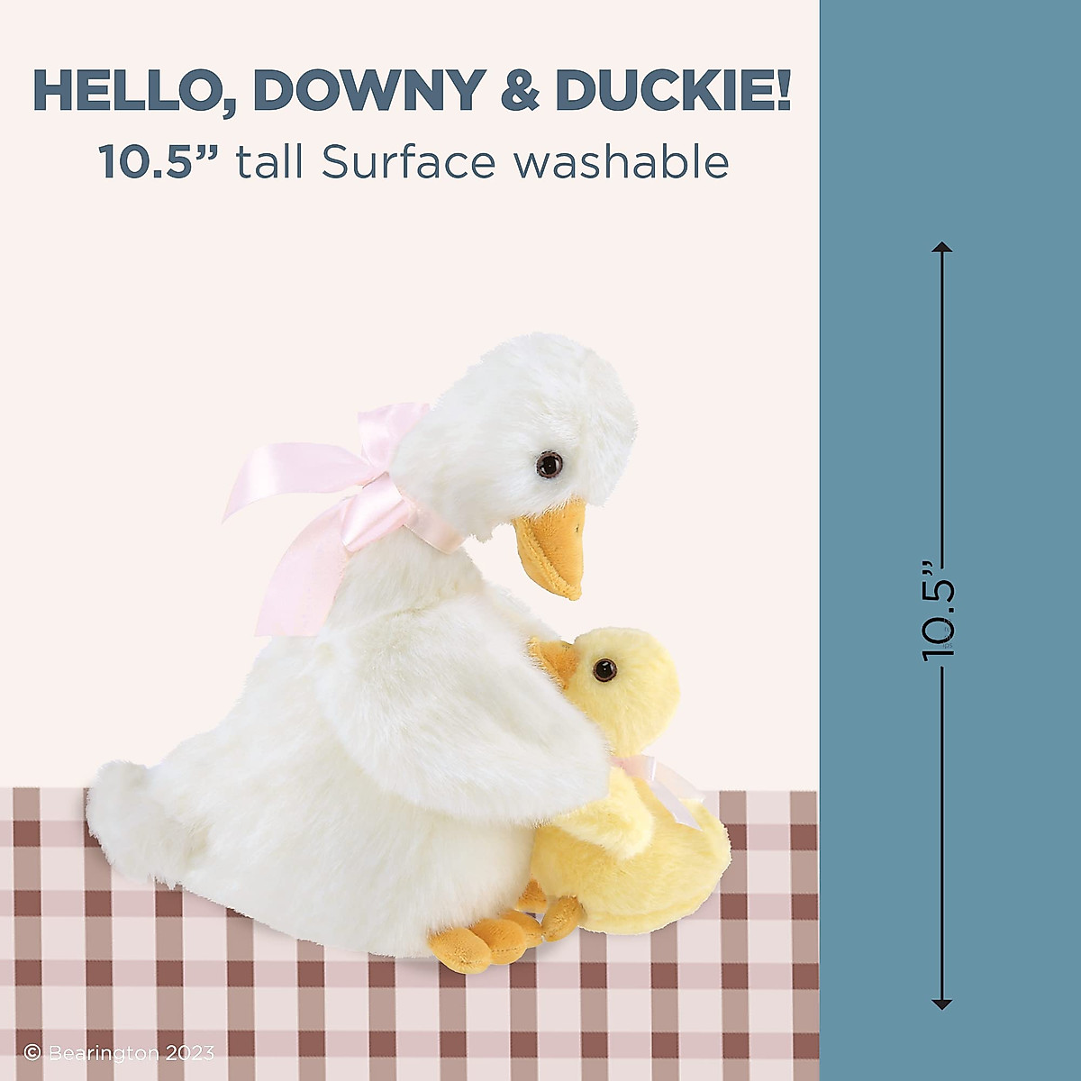 Bearington Downie & Duckie Plush Yellow Duck Stuffed Animal, Adorable, Soft and Cuddly, Great Gift for Kids of All Ages, Birthdays, Holidays, Easter and Special Occasions, 10.5 inches