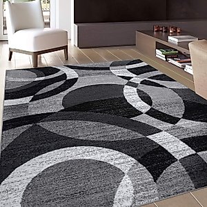 Rugshop Contemporary Abstract Circles Perfect for high Traffic Areas of Your Living Room,Bedroom,Home Office,Kitchen Area Rug 5'3" x 7'3" Gray