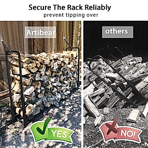 Artibear 4ft Firewood Rack Stand With Cover Upgraded Adjustable Log Holder For Outdoor Indoor Fireplace Wood Pile Storage Stacker Organizer