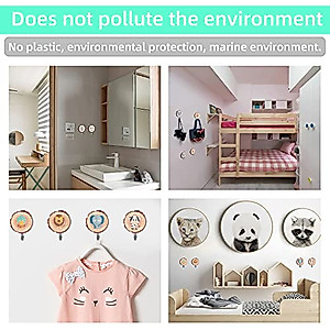 Johiux Pack of 4 Self-Adhesive Wooden Hooks, Adhesive Hooks, Children's Coat Hooks, Wall Hooks, Self-Adhesive Children's Coat Hooks are Used for Towels, Backpacks, Hats and Coats.