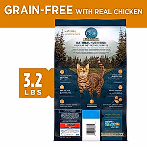Purina ONE Natural, High Protein, Grain Free Dry Cat Food, True Instinct With Real Chicken - 3.2 lb. Bag