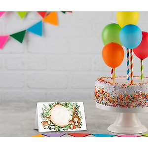 Table Place Card, Woodland Animals Themed Tent Style Cards, Pack of 25 Half-Fold Reception Place Card, Botanical Forest Food Labels, Perfect for Greenery Baby Shower, Birthday Party(C01)