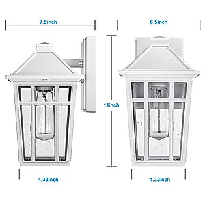 Darkaway Outdoor Sconce Lights Wall Light Fixtures, Front Porch Light Outdoor Wall Anti-Rust Waterproof Aluminum with Glass Exterior Light Fixture for Patio, Yard, Doorway, Garage(1 Pack, White)