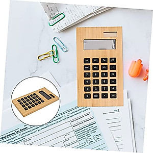 NUSITOU 1pc Battery Office Black Basic Professional with Learning Display Pocket Calculators LCD Tools Useful Bamboo Children Aids Mini Portable Financial for Calculation Digits Wooden