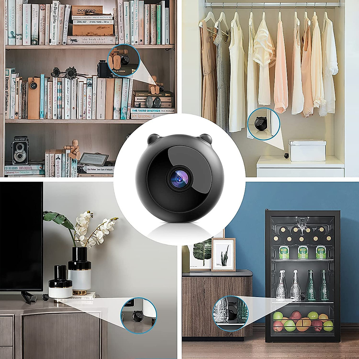 Mini Spy Camera 1080P Hidden Camera WiFi Hidden Camera Portable Small HD Nanny Cam with Night Vision and Motion Detection, App Remote Access - Indoor Covert Security Camera for Home