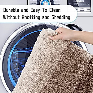 Yimobra Luxury Fluffy Bathroom Rug Mat, Extra Soft Comfortable Plush Absorbent Microfiber Bath Rugs, Thick Non Slip Shaggy Bath Mats for Bathroom Floor, Tub and Shower, Machine Wash, 36"x24", Brown