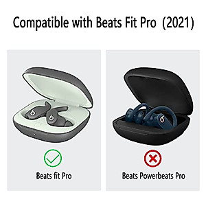 JIML Compatible with Beats Fit Pro Case TPU Military Shell Protective Cover Skin Shock-Absorbing with Keychain and Lanyard for Beats Fit Pro 2021 (Black)