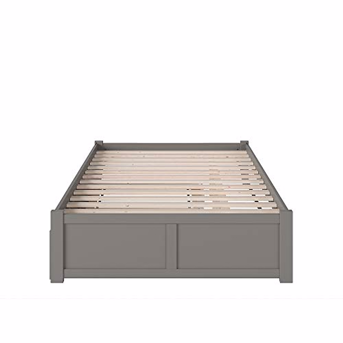 AFI Concord Queen Platform Bed with Footboard and Twin Extra Long Trundle in Grey