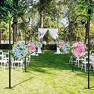 Art Elf Shepherds Hooks for Outdoor Bird Feeder Pole Hanger 67 Inches Plant Hooks with 5 Prongs Base Stainless Metal Adjustable Garden Hanging Holder for Lanterns Weddings Decor Bird Black