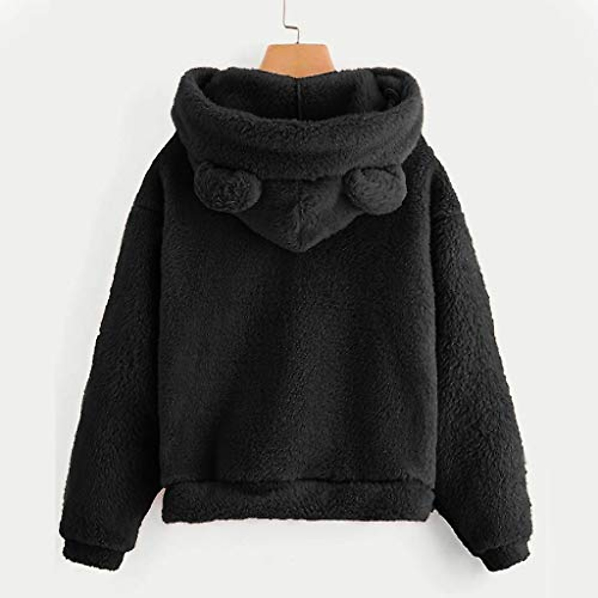 Womens Casual Hooded Sweatshirt Loose Drawstring Pullover Hoodies Long Sleeve Solid Bear Ear Sweatshirt Tops