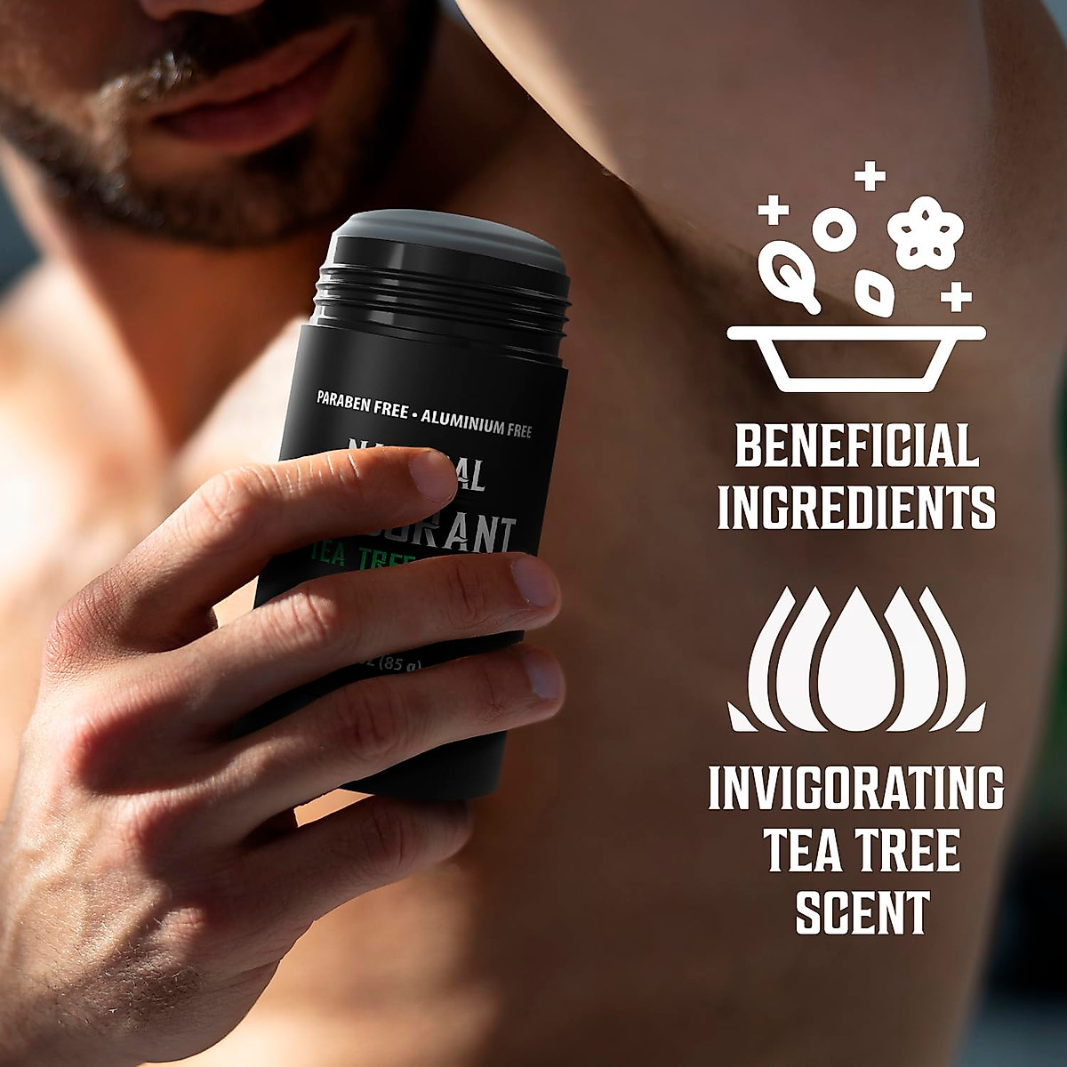 Viking Revolution Tea Tree Deodorant for Men - Natural Deodorant for Men Charcoal Deodorant Men with Shea Butter, Coconut Oil, Baking Soda, Beeswax - Mens Deodorant Aluminum Free (3oz)