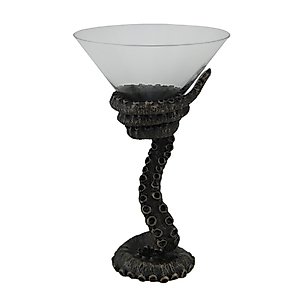 Zeckos Bronze Finish Octopus Tentacle Martini Glass