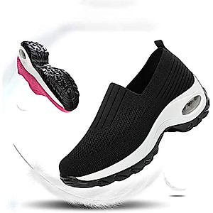 ZOUBAA Womens Walk Air Cushion Trainers,Women Orthopedic Sneakers,Slip-On Light Air Cushion Orthopedic Sneakers, Walking Breathable Foot Mesh Sneakers Casual Platform Raised Rocking Shoes (Pink,4)