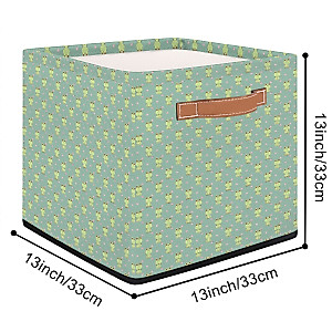 Cute Frogs Storage Basket for Organizing Shelves Closets Collapsible Storage Bin for Clothes Toys Towels Cube Organizer with Handles