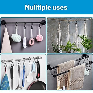 FSAH 17 Pcs S Hooks for Hanging, Heavy Duty S Shaped Hooks with Safety Buckle Design, Kitchen Hooks, Closet Rod S Hanger Hooks for Plants, Pots, Towels and Bags, Black 3.5 Inch