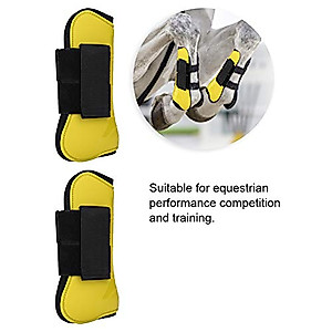 ViaGasaFamido 1 Pair Horse Support Boots, Open Front Jumping Tendon Horses Boots for Jumping Trail Riding and Turnout (Yellow)