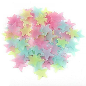 300 PCS 3cm Multicolor Glow in The Dark Luminous Stars Noctilucent Plastic Wall Stickers Decals for Home Ceiling Wall Baby Kids Bedroom Room Decorations