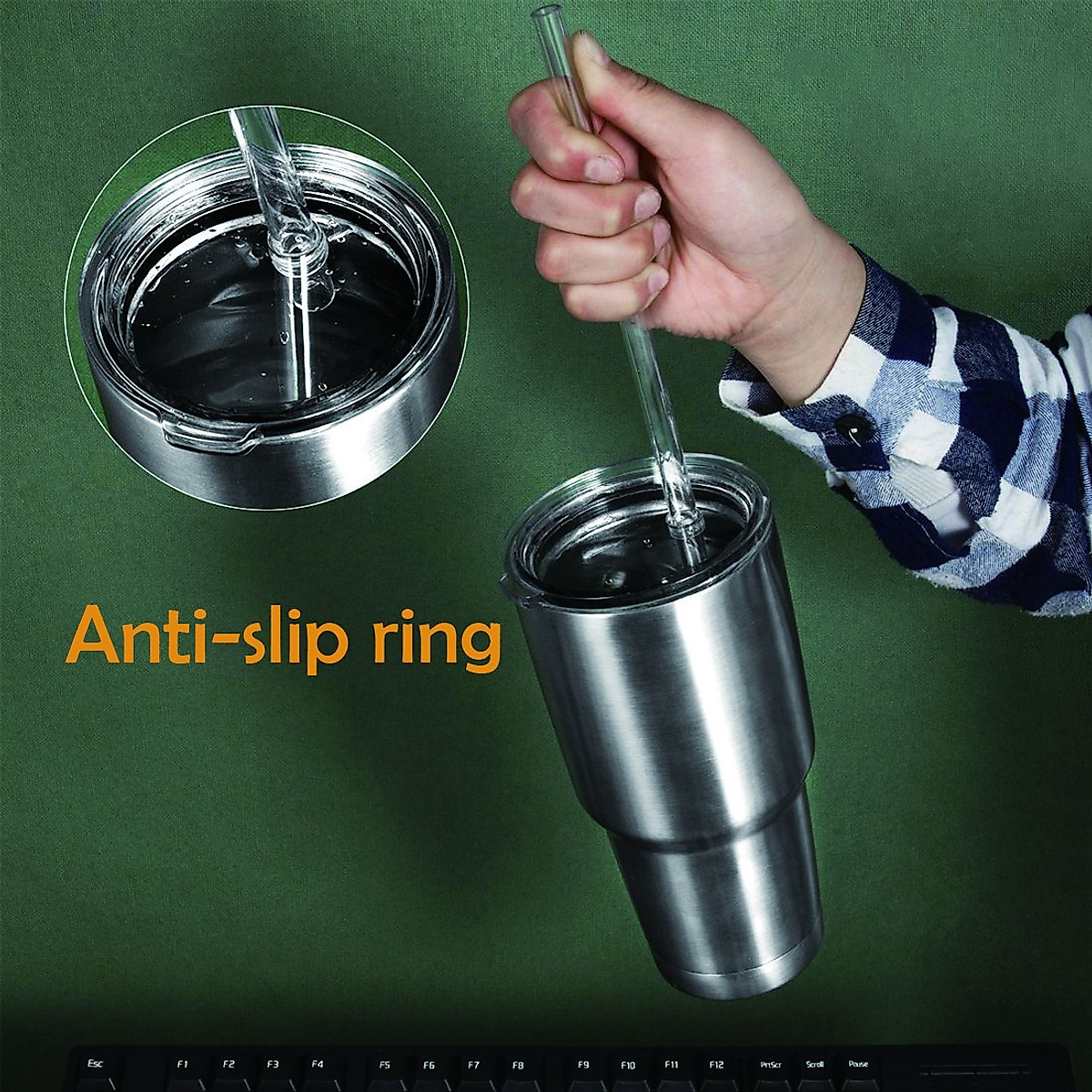 ZYTC Plastic Straws for YETI, Reusable Clear Transparent Straight Drinking Straws, Set of 6 with 2 Cleaning Brushes