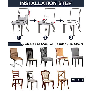 TIANSHU Stretch Chair Covers for Dining Room Set of 2, Dining Room Chair Covers for Home Decor, Removable Dining Chair Cover Non-Slip Kitchen Chair Cover Parson Chair Slipcover (2 Pack, Denim Blue)