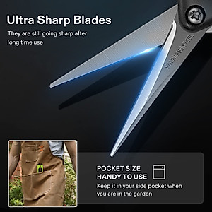 VIVOSUN Gardening Scissors 6.5 Inch Hand Pruner Pruning Shear with Straight Stainless Steel Blades, Black and Green