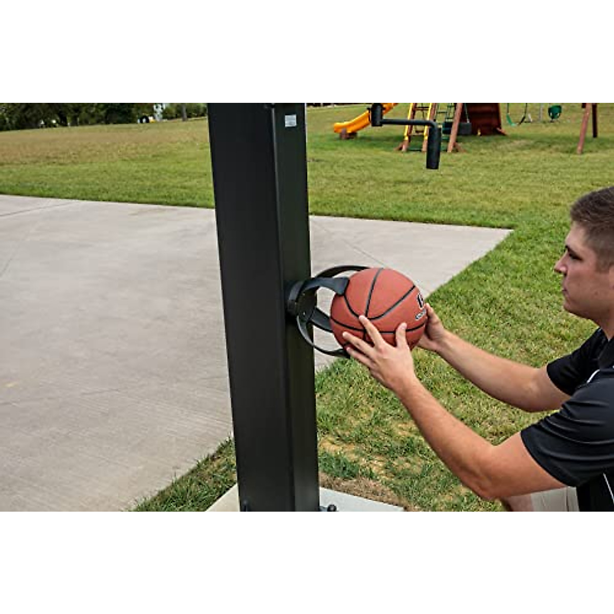 Silverback Basketball Holder Compatible with Men's, Women's, Youth Basketballs, Soccer Balls, Volleyballs, and Kickballs,Black